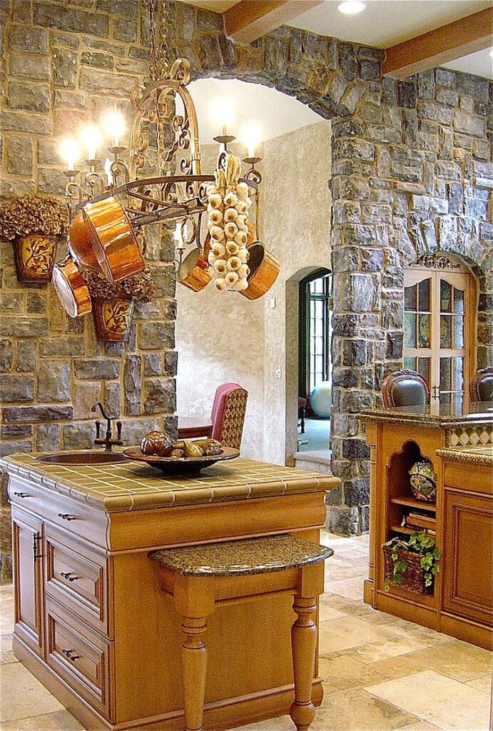 25 Inventive Kitchens with Beautiful Stone Walls
