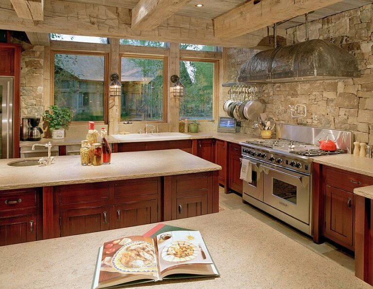 25 Inventive Kitchens with Beautiful Stone Walls
