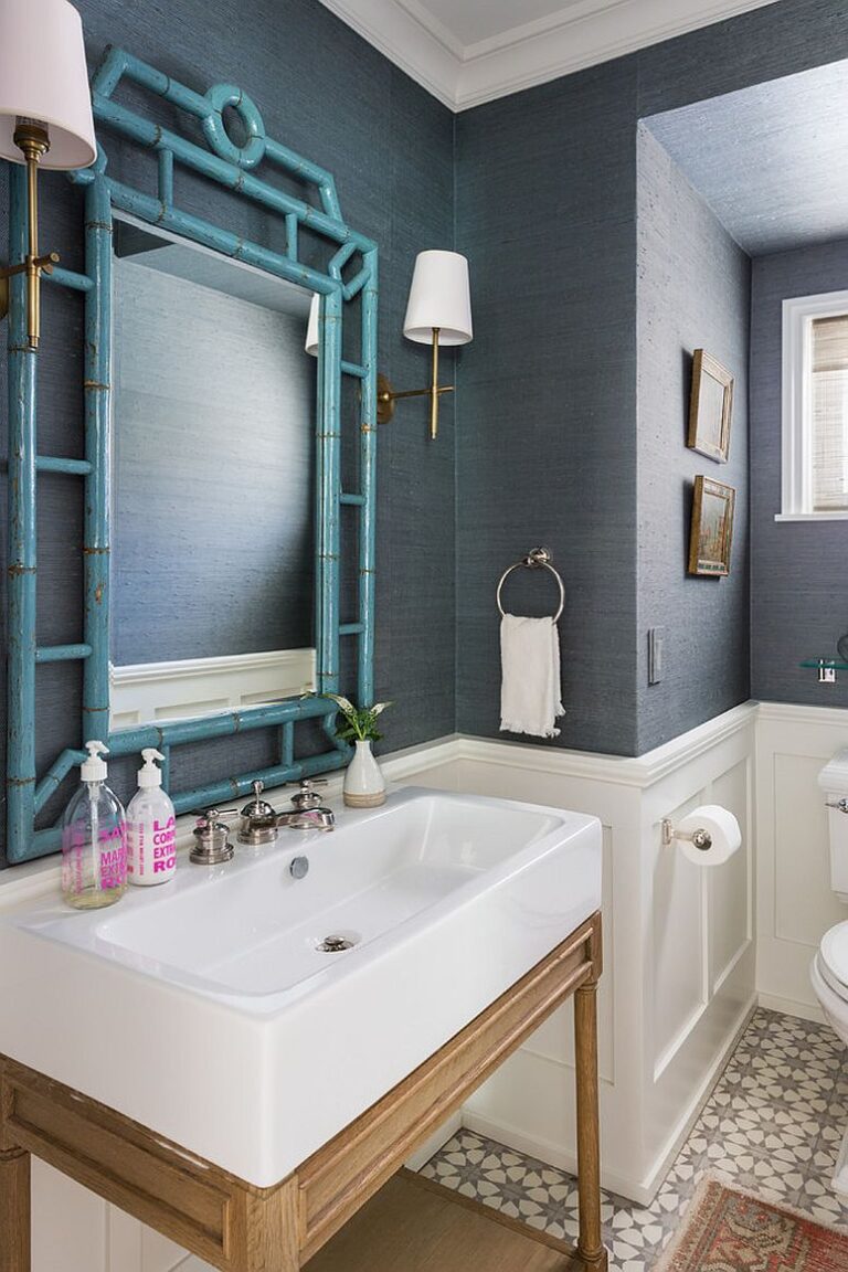 15 Trendy Gray and Turquoise Powder Room Ideas