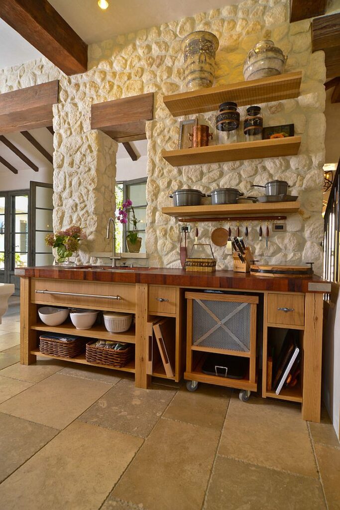 25 Inventive Kitchens with Beautiful Stone Walls